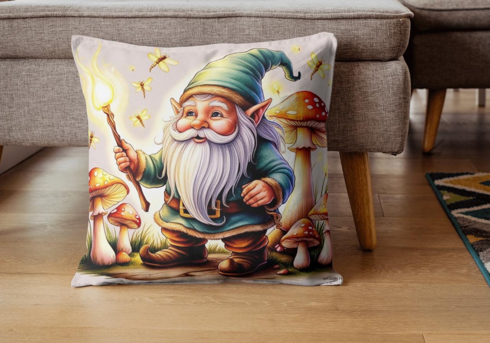 Mystical Forest Gnome Digital Art Print | Watercolor Fantasy ...