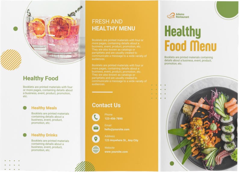 Editable Healthy Food Menu Template (2 Pages) | Canva Import Ready ...
