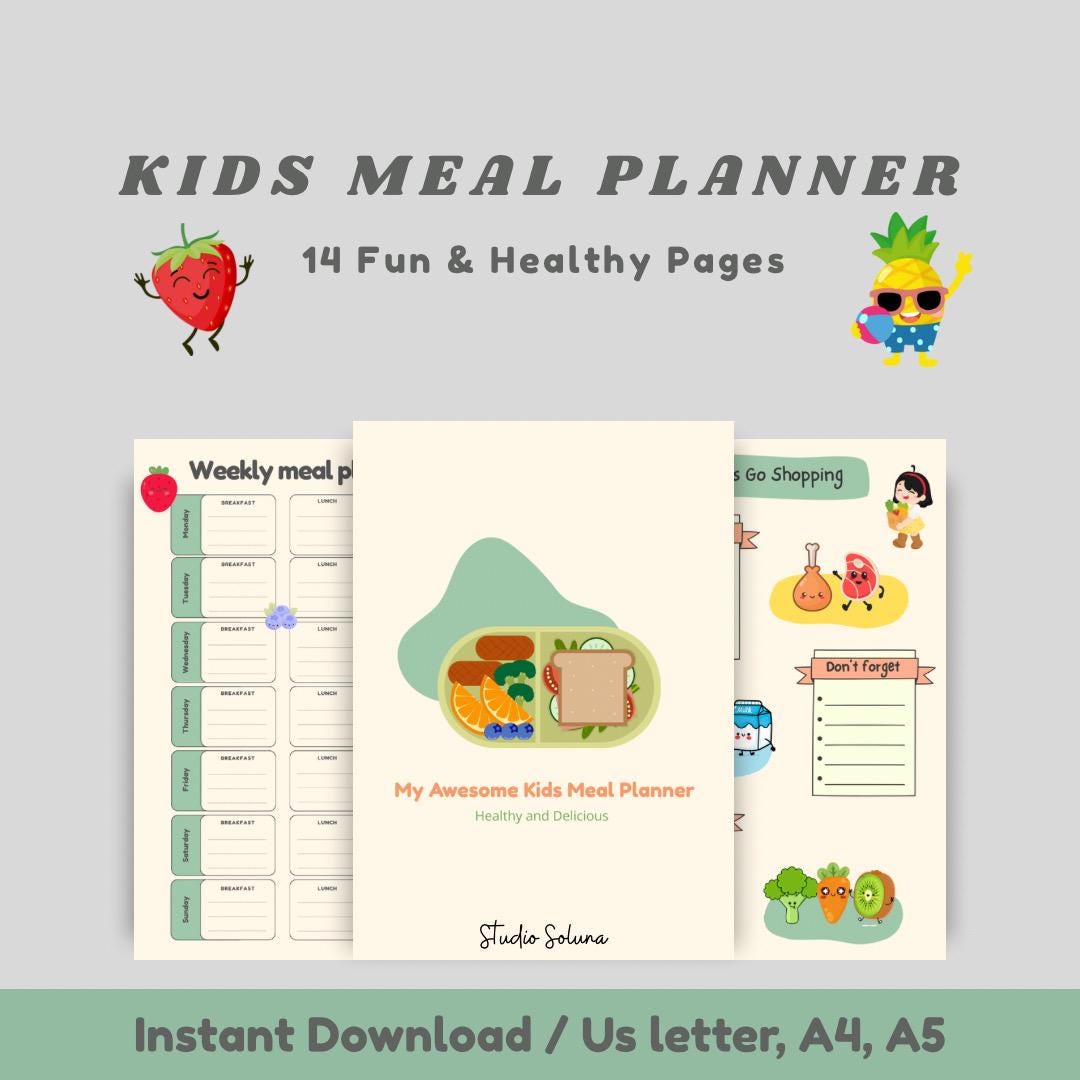 Kids Meal Planner Printable - Fun & Healthy Weekly Meal Tracker ...