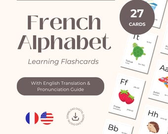 Spanish Alphabet Flashcards for Kids and Beginners English Translation ...