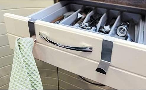 Stainless Steel Reversible Over Door Cabinet Drawer Hooks Office ...