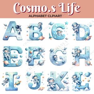 Cosmo.s Life Alphabet, Watercolor Alphabet Clipart, Cosmo.s Png, Baby ...