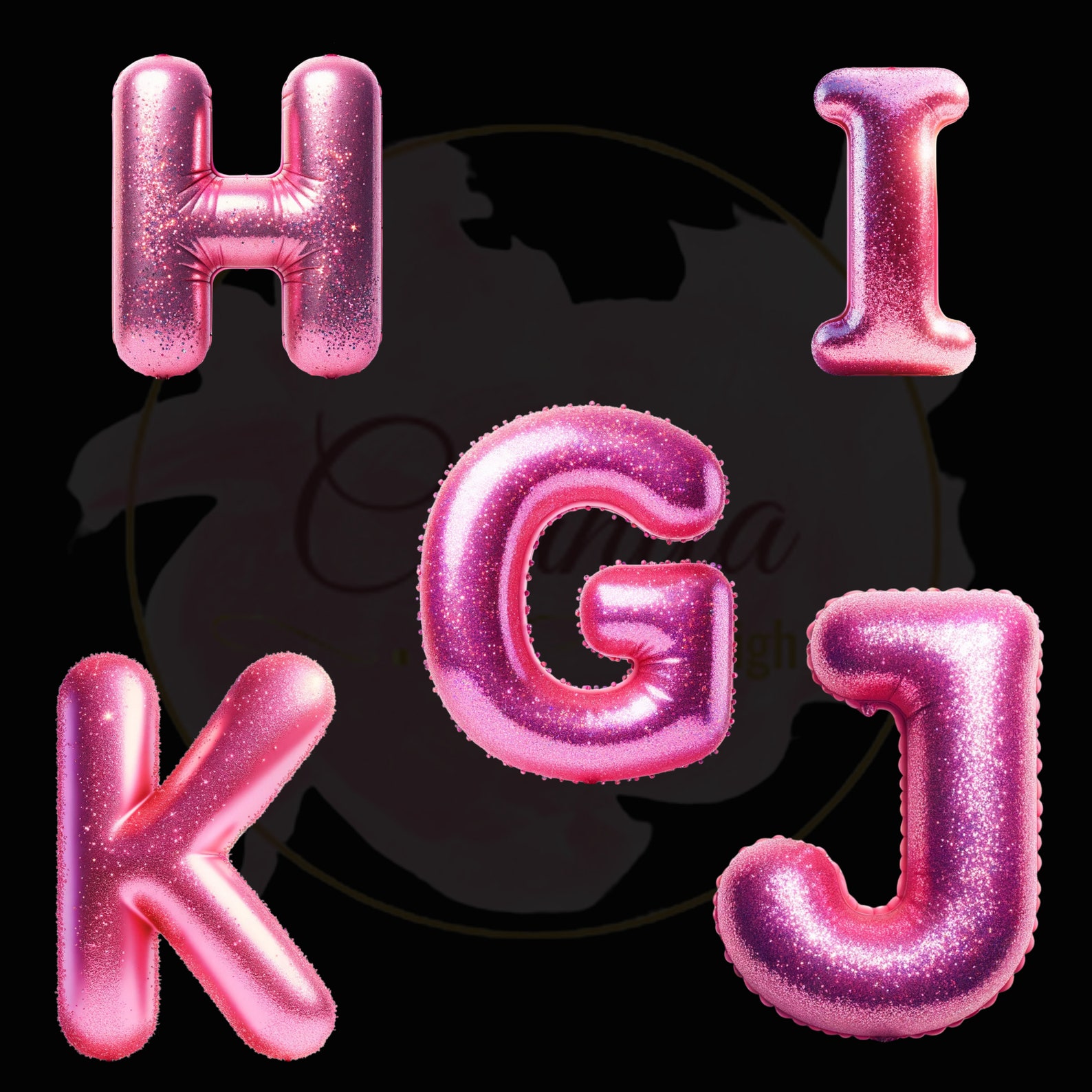 GLITTER Balloon Alphabet, Pink Foil Balloon Font Sublimation, Alphabet ...