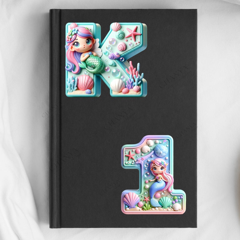 Cute Mermaid Alphabet, 3D Alphabet Clipart, Mermaid Png, Baby Shower ...