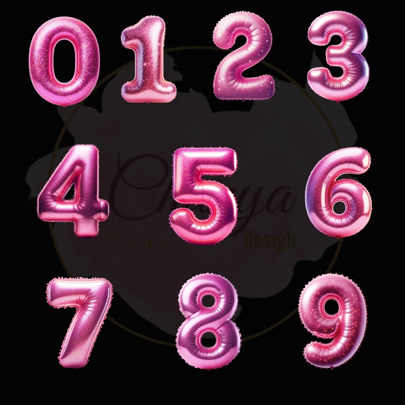 GLITTER Balloon Alphabet, Pink Foil Balloon Font Sublimation, Alphabet ...