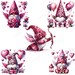 Valentine Gnomes Clipart, Gnome PNG Designs, Fantasy Clipart PNG, Cupid ...