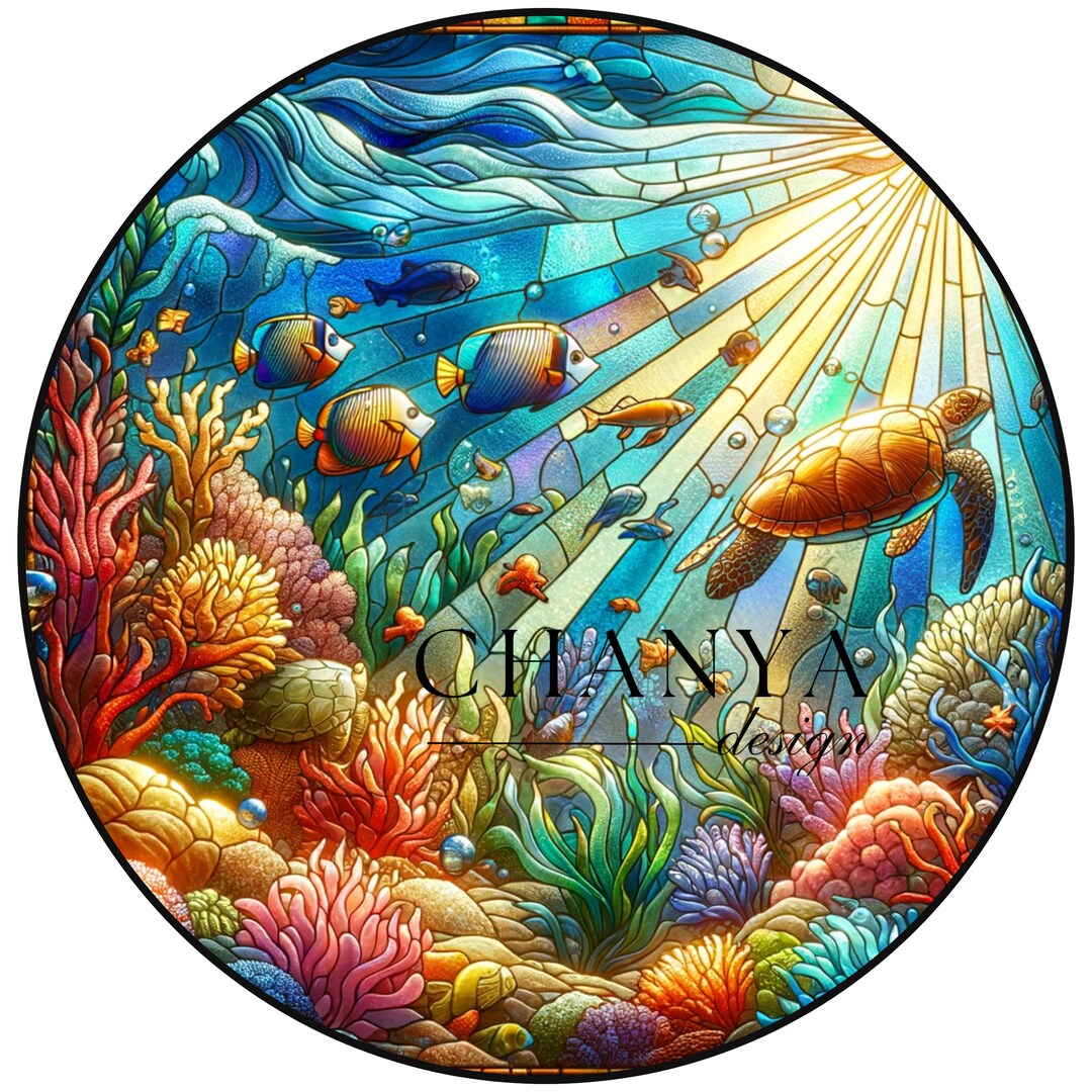 Under Sea Stained Glass Sublimation,summer Png,summer Stained Glass ...