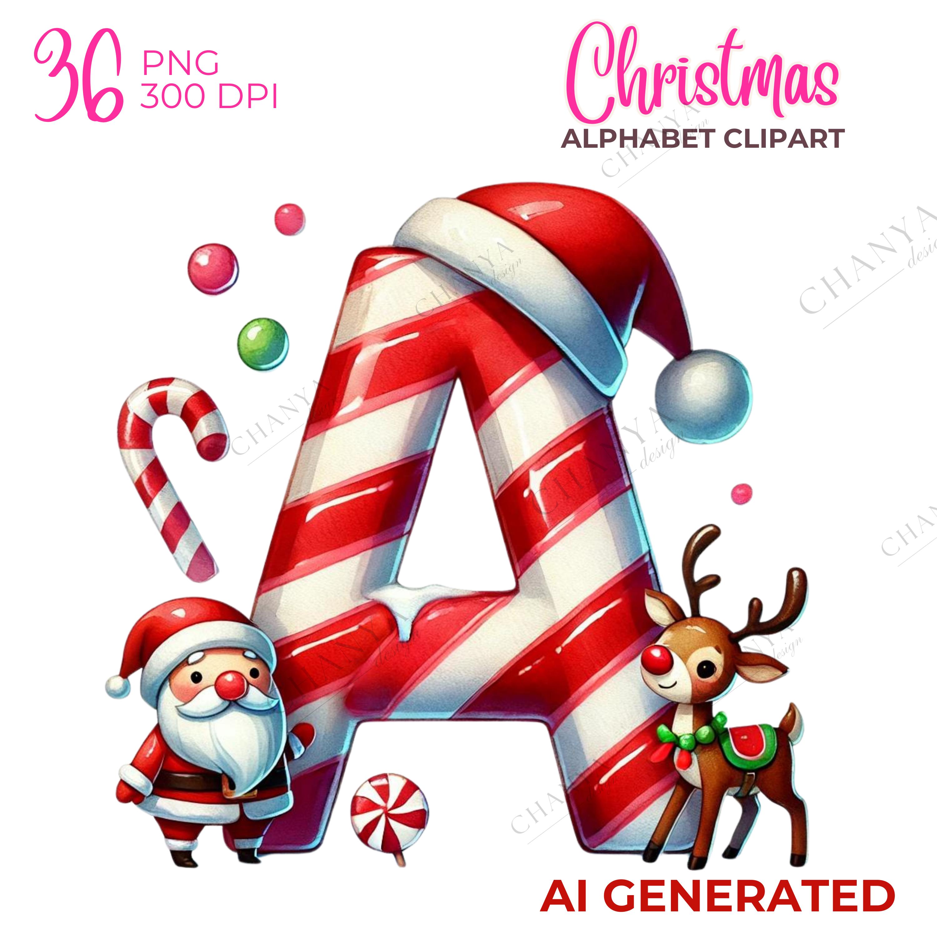 Christmas Theme Alphabet, 3D Alphabet Clipart, Christmas Png, Baby ...