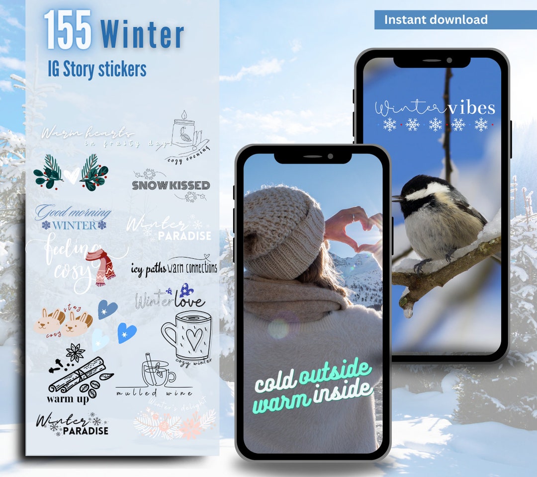 155 Winter IG Story Stickers | Winter Clipart | Winter Digital Stickers ...
