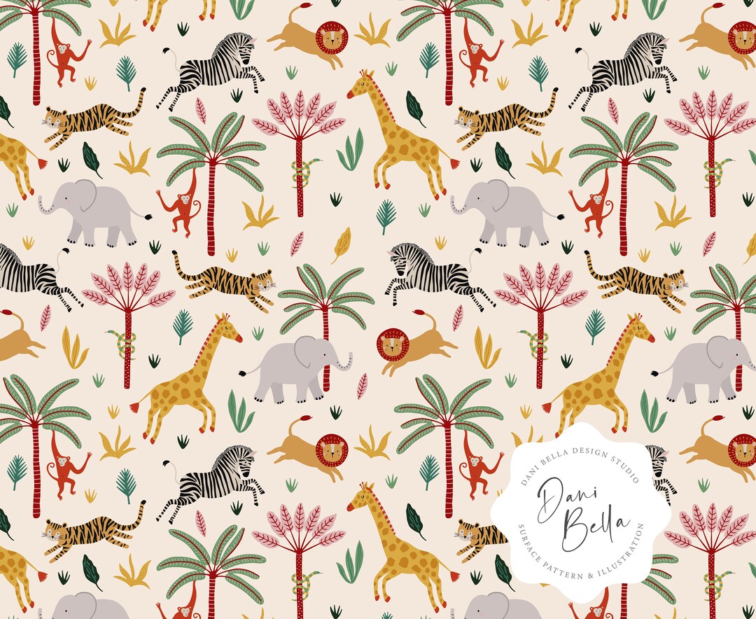 Jungle Seamless File Jungle Digital Pattern Jungle Seamless Pattern ...