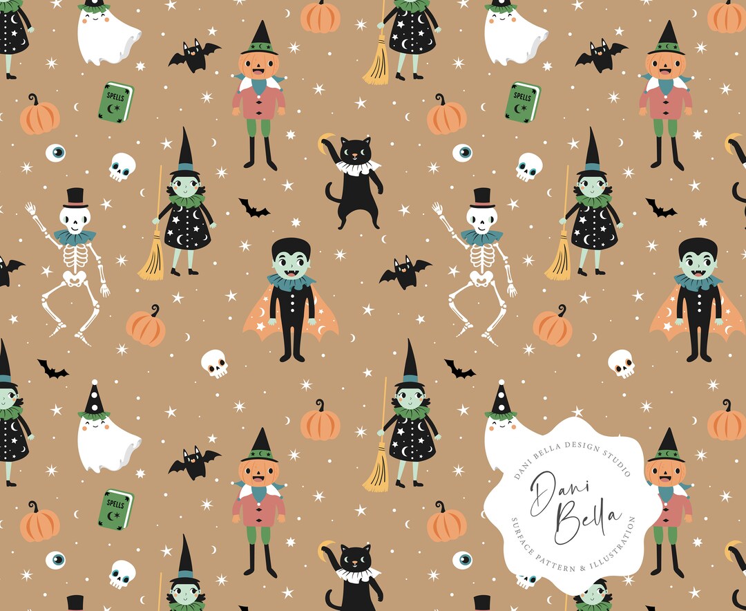Vintage Halloween Seamless File Halloween Digital Pattern Halloween ...