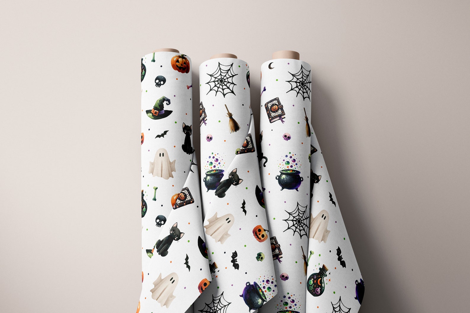 Halloween Seamless File Halloween Digital Pattern White Halloween ...