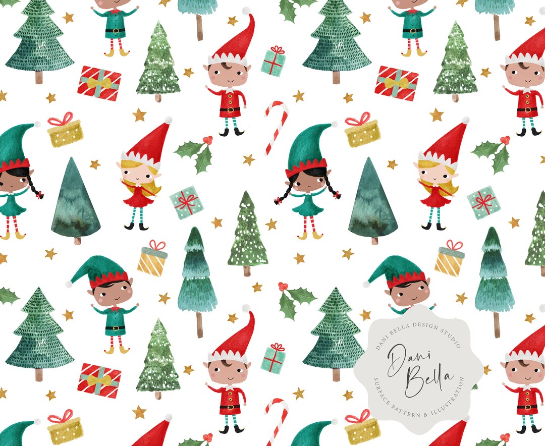 Elf Digital Pattern, Elf Seamless Pattern, Elf Repeat Pattern, Elf ...