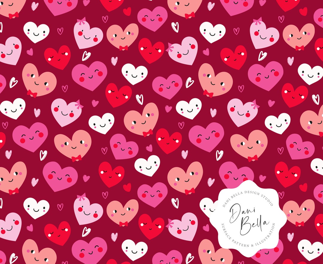 Heart Seamless File Valentines Digital Pattern Love Heart Seamless ...