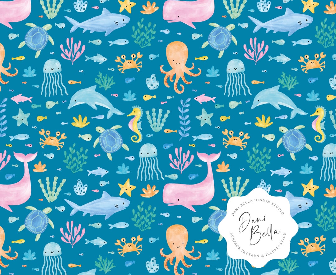 Under the Sea Seamless File, Ocean Animals Seamless Pattern, Sea Life ...