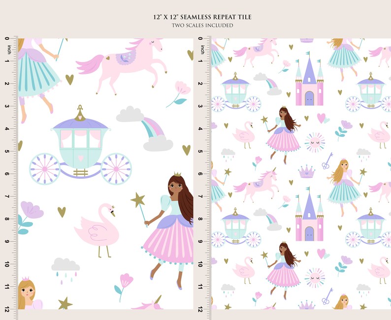 Princess Seamless Repeat Princess Repeat Pattern Princess Fabric ...
