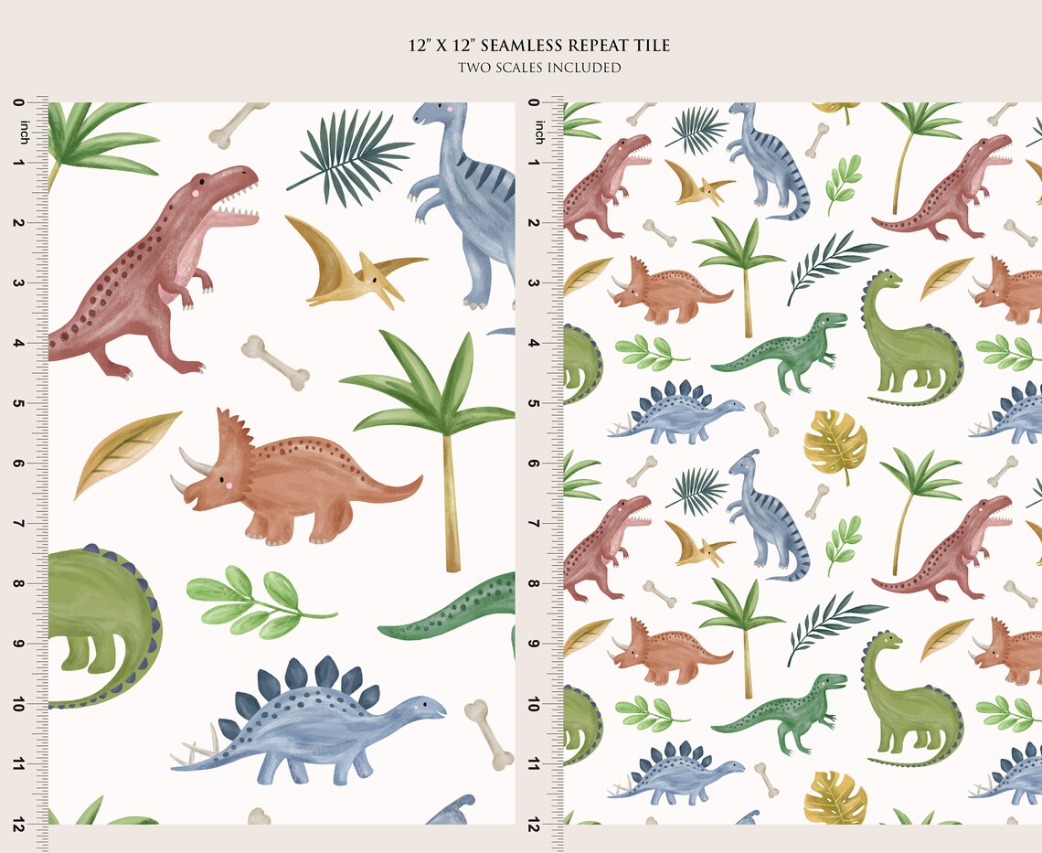 Dinosaur Seamless Repeat Dinosaur Repeat Pattern Dinosaur Fabric ...