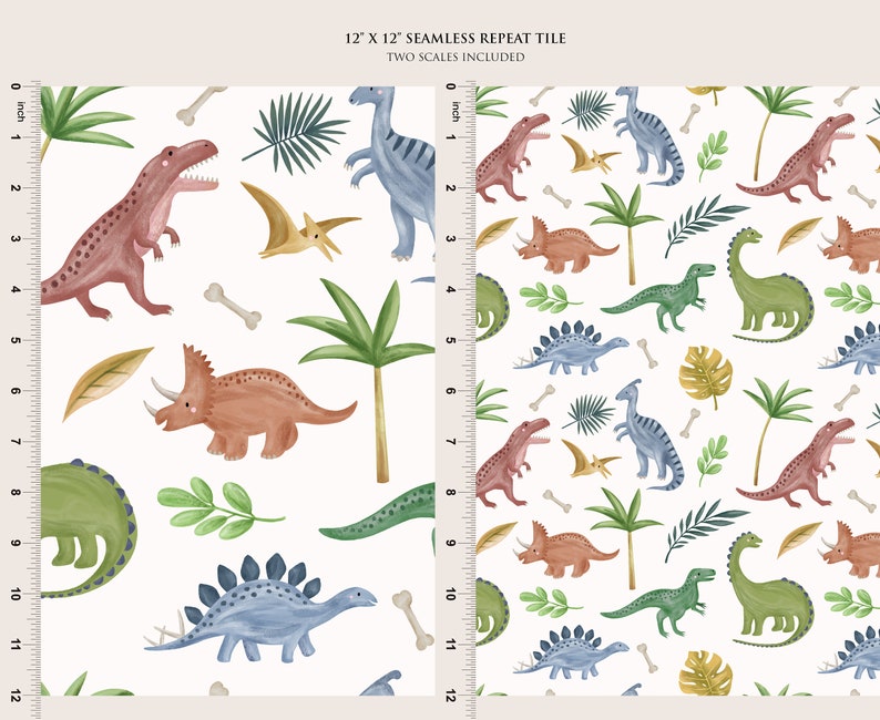 Dinosaur Seamless Repeat Dinosaur Repeat Pattern Dinosaur Fabric ...