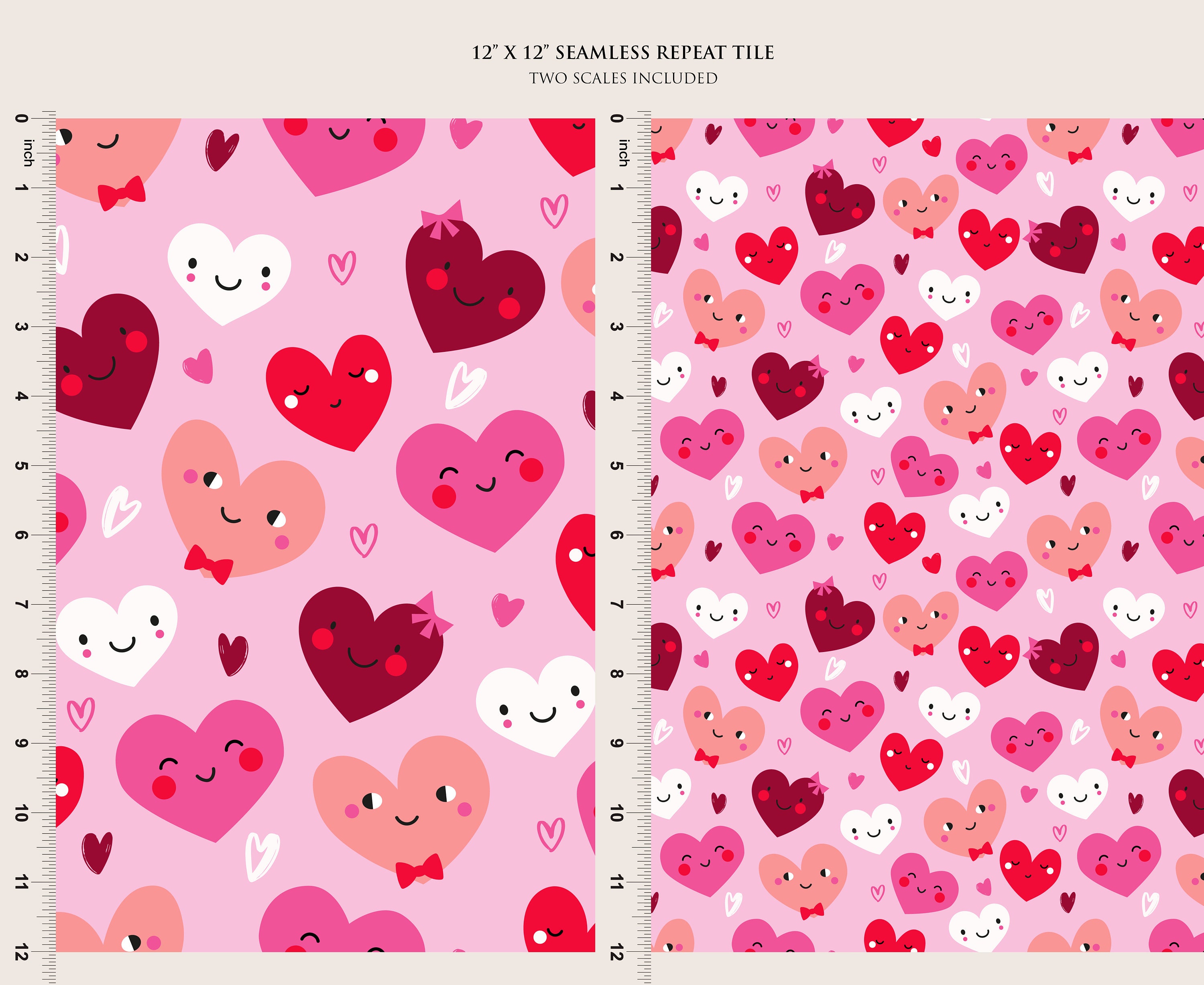 Valentines Seamless File Heart Digital Pattern Love Heart Seamless ...