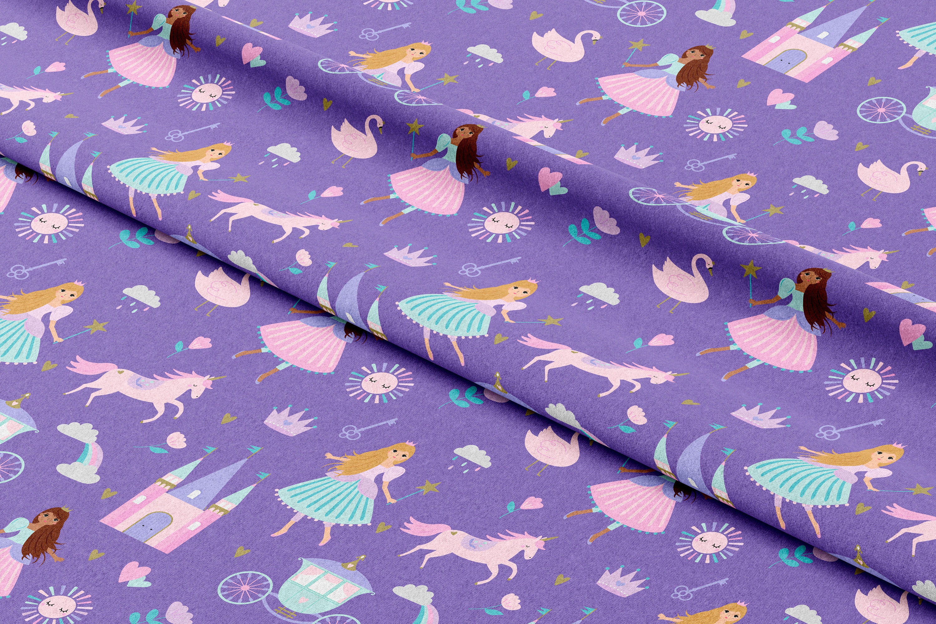 Princess Seamless Repeat Princess Repeat Pattern Princess Fabric ...