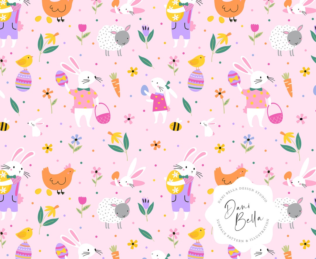 Easter Seamless Repeat Easter Bunny Repeat Pattern Easter Bunny Fabric ...