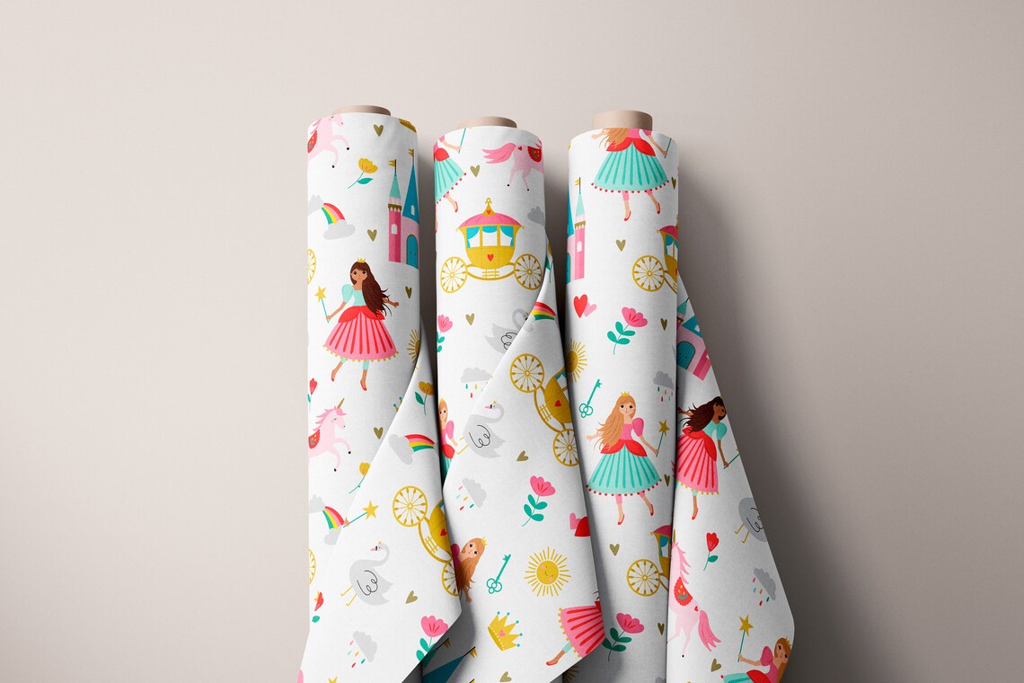 Princess Seamless Repeat Princess Repeat Pattern Princess Fabric ...