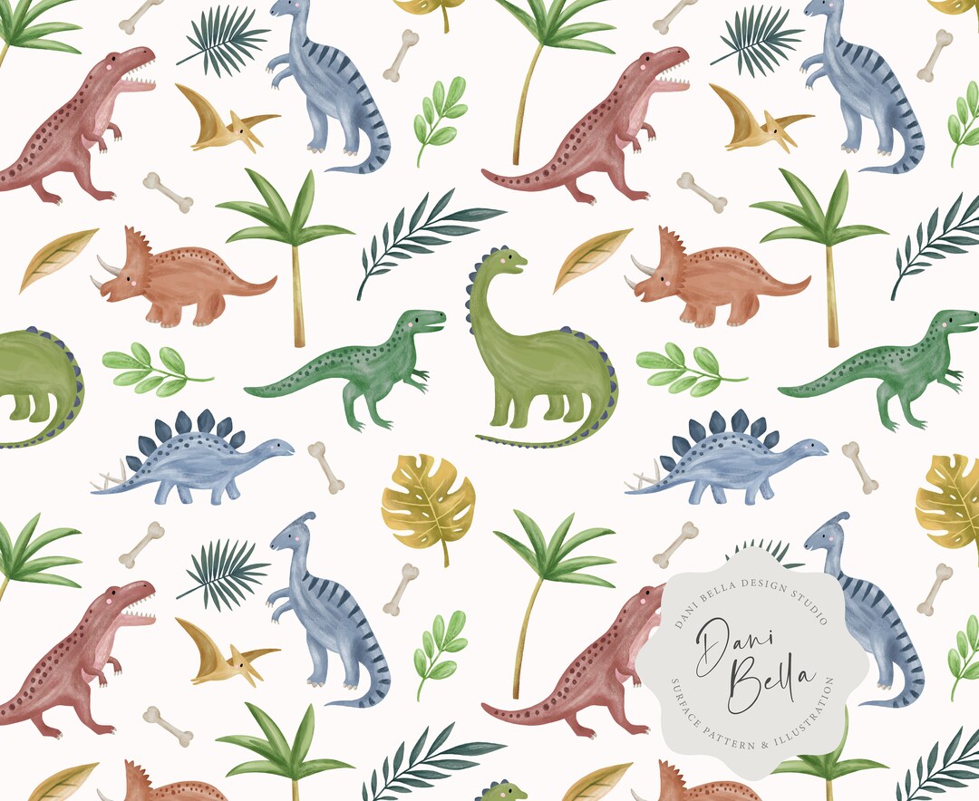 Dinosaur Seamless Repeat Dinosaur Repeat Pattern Dinosaur Fabric ...