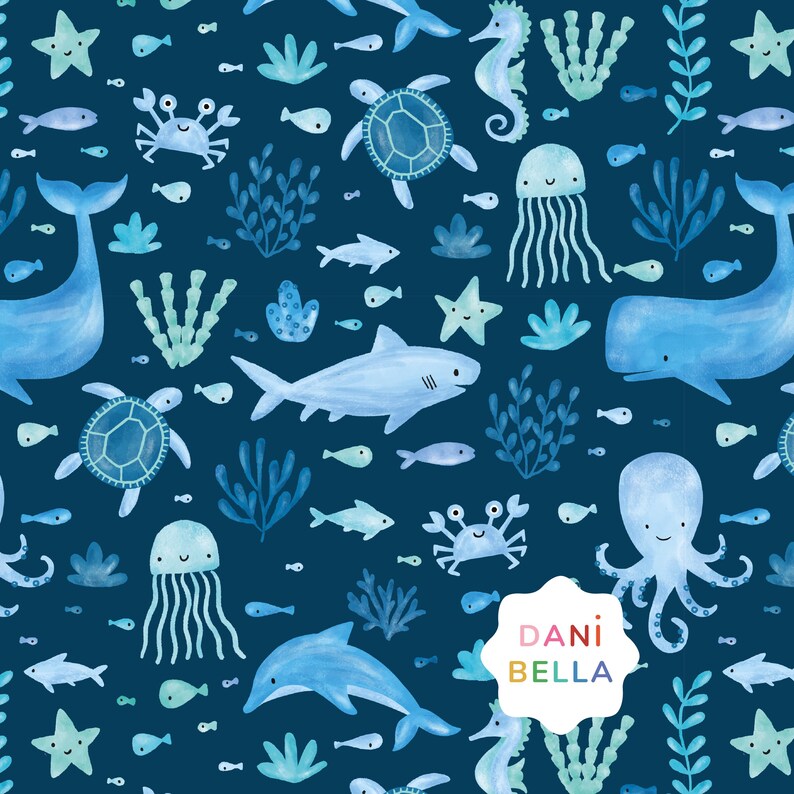Sea Life Repeat Pattern, Under the Sea Seamless File, Ocean Animals ...