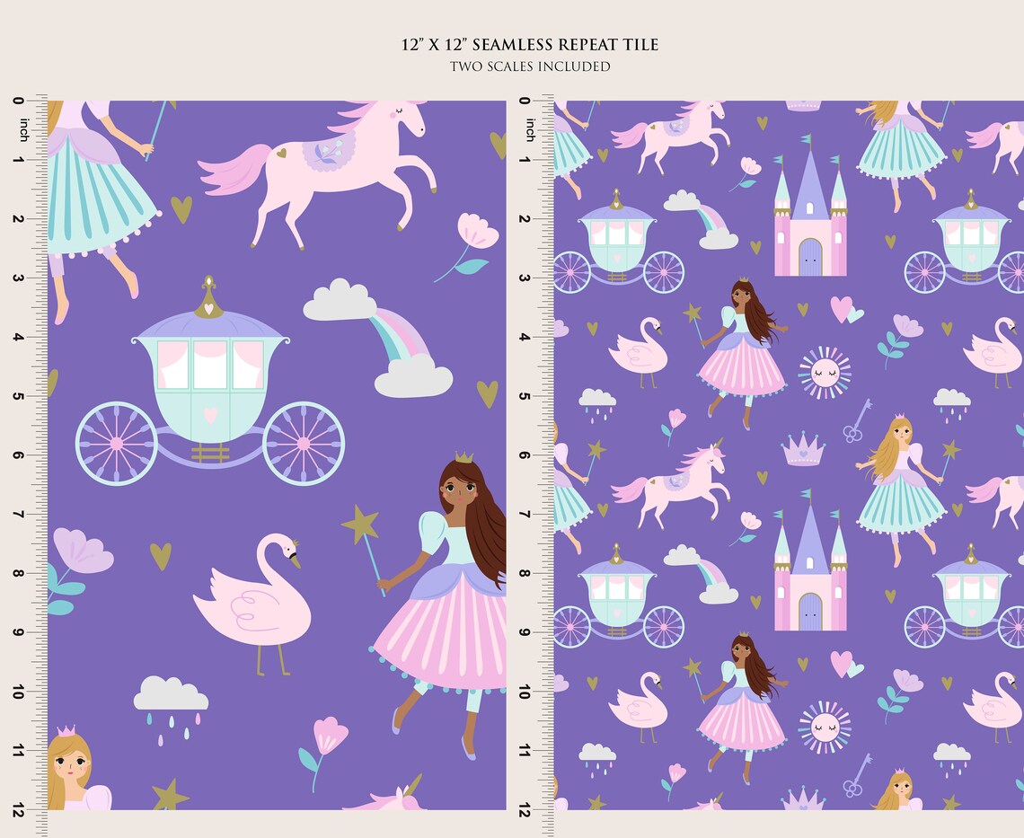 Princess Seamless Repeat Princess Repeat Pattern Princess Fabric ...