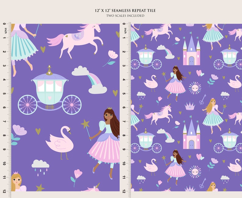 Princess Seamless Repeat Princess Repeat Pattern Princess Fabric ...