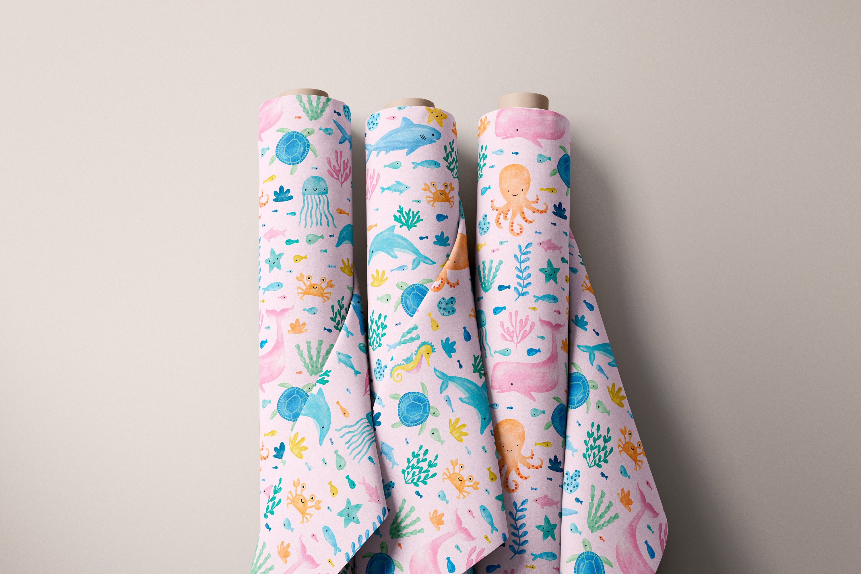 Sea Life Seamless Pattern, Ocean Animals Repeat Pattern, Under the Sea ...