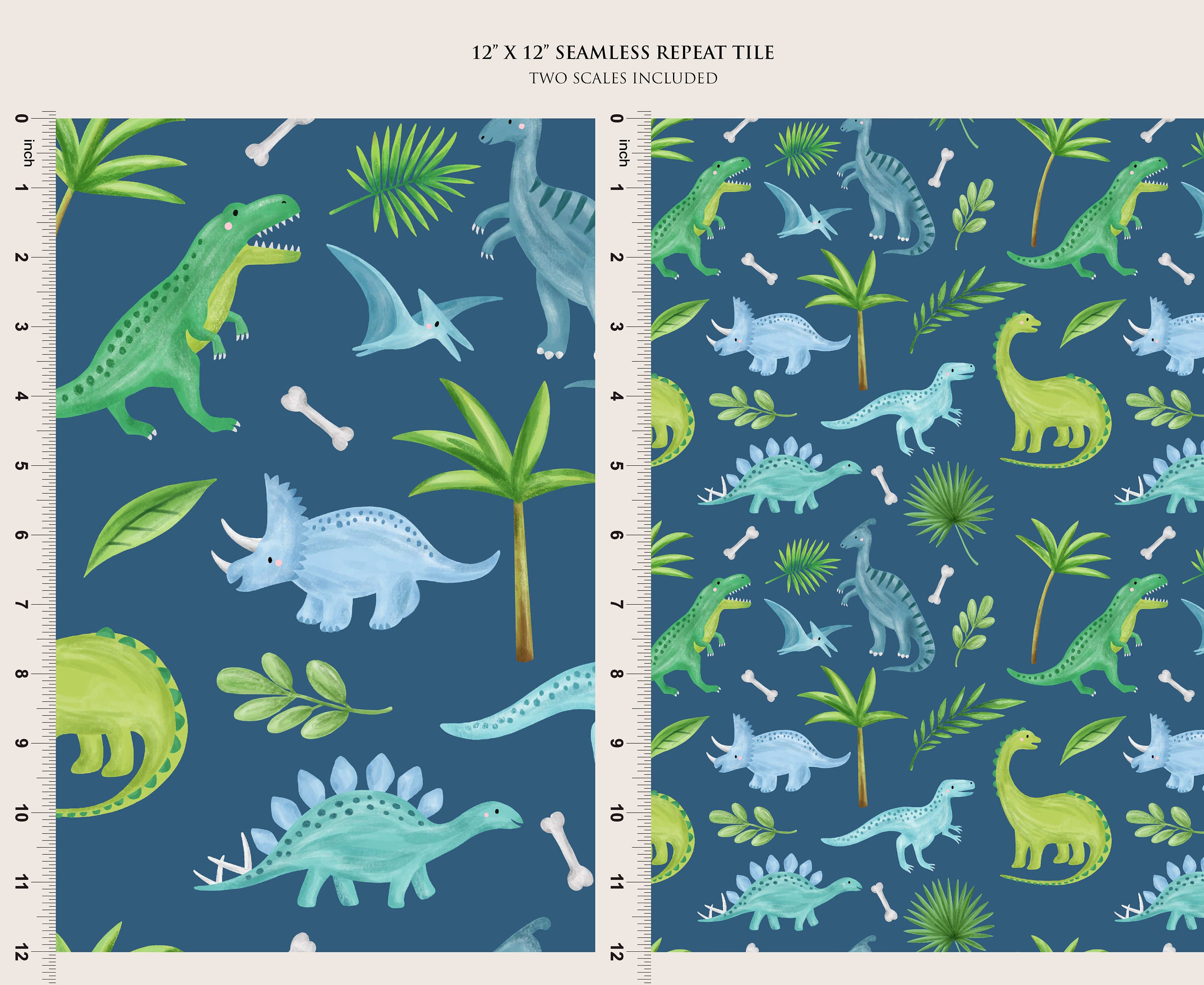 Dinosaur Seamless Repeat Dinosaur Repeat Pattern Dinosaur Fabric ...