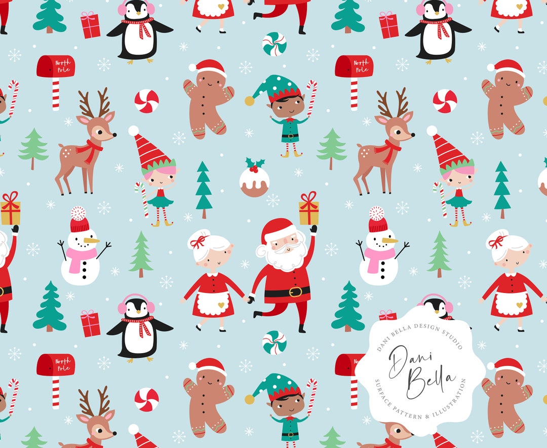 Christmas Digital Pattern, Christmas Seamless Pattern, Christmas Repeat ...