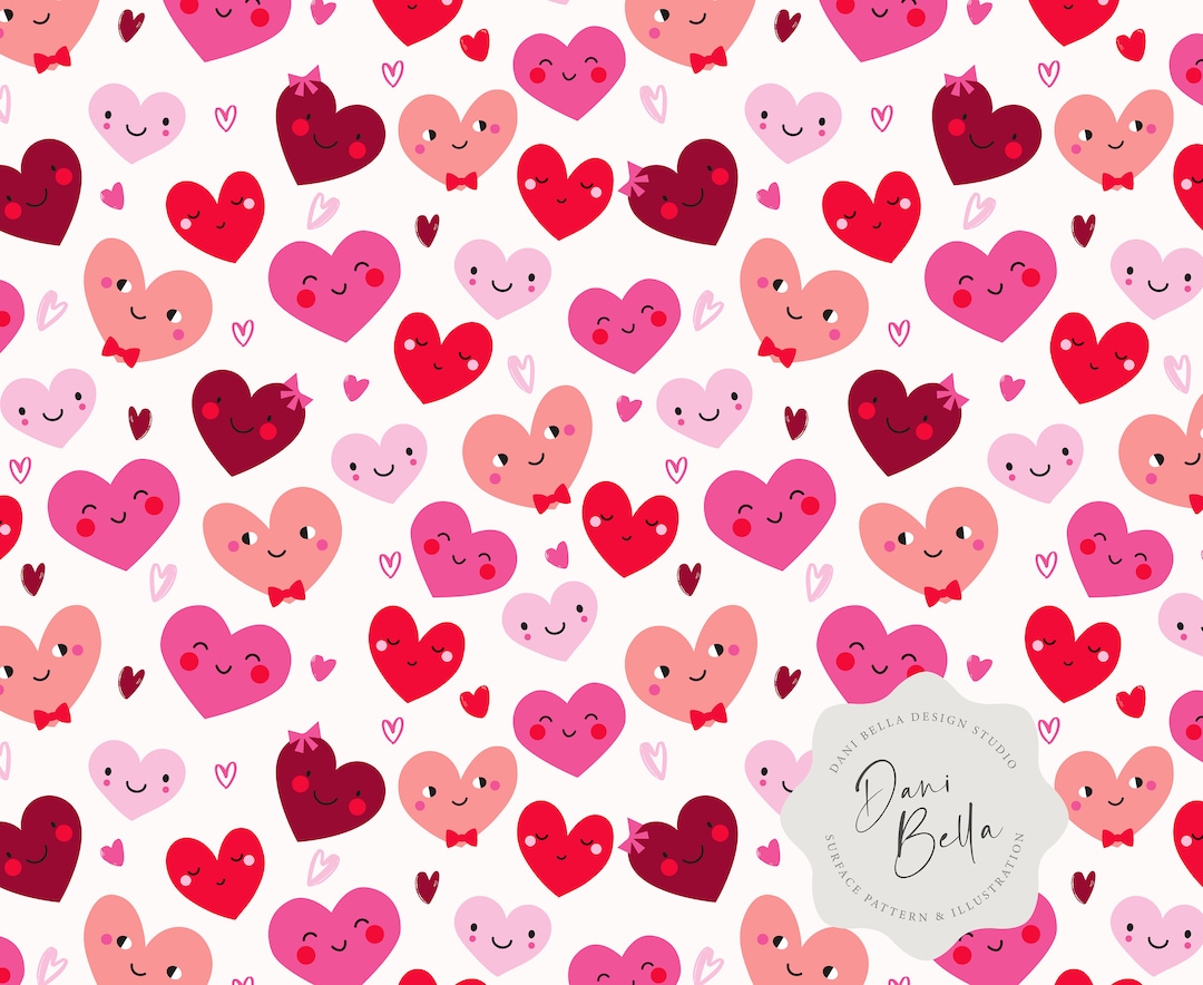 Love Heart Seamless File Valentines Digital Pattern Valentine's Repeat ...