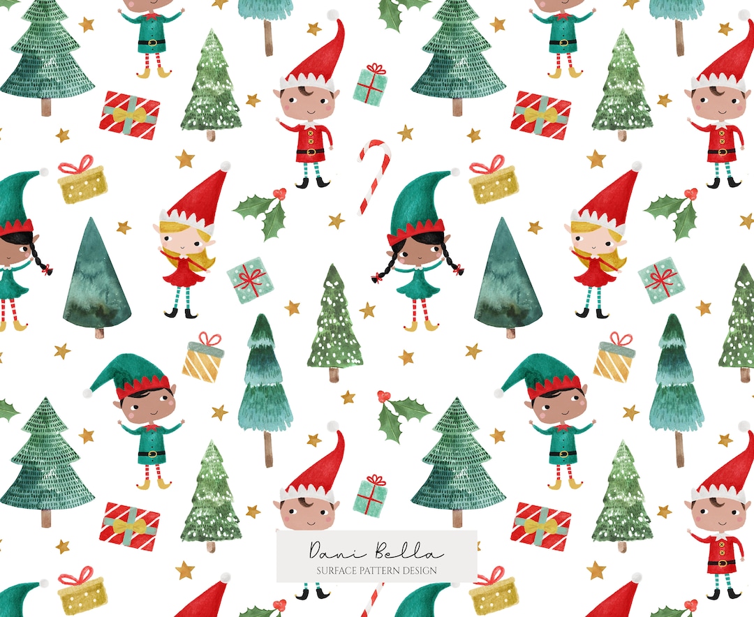 Elf Digital Pattern Elf Seamless Pattern Elf Repeat Pattern - Etsy