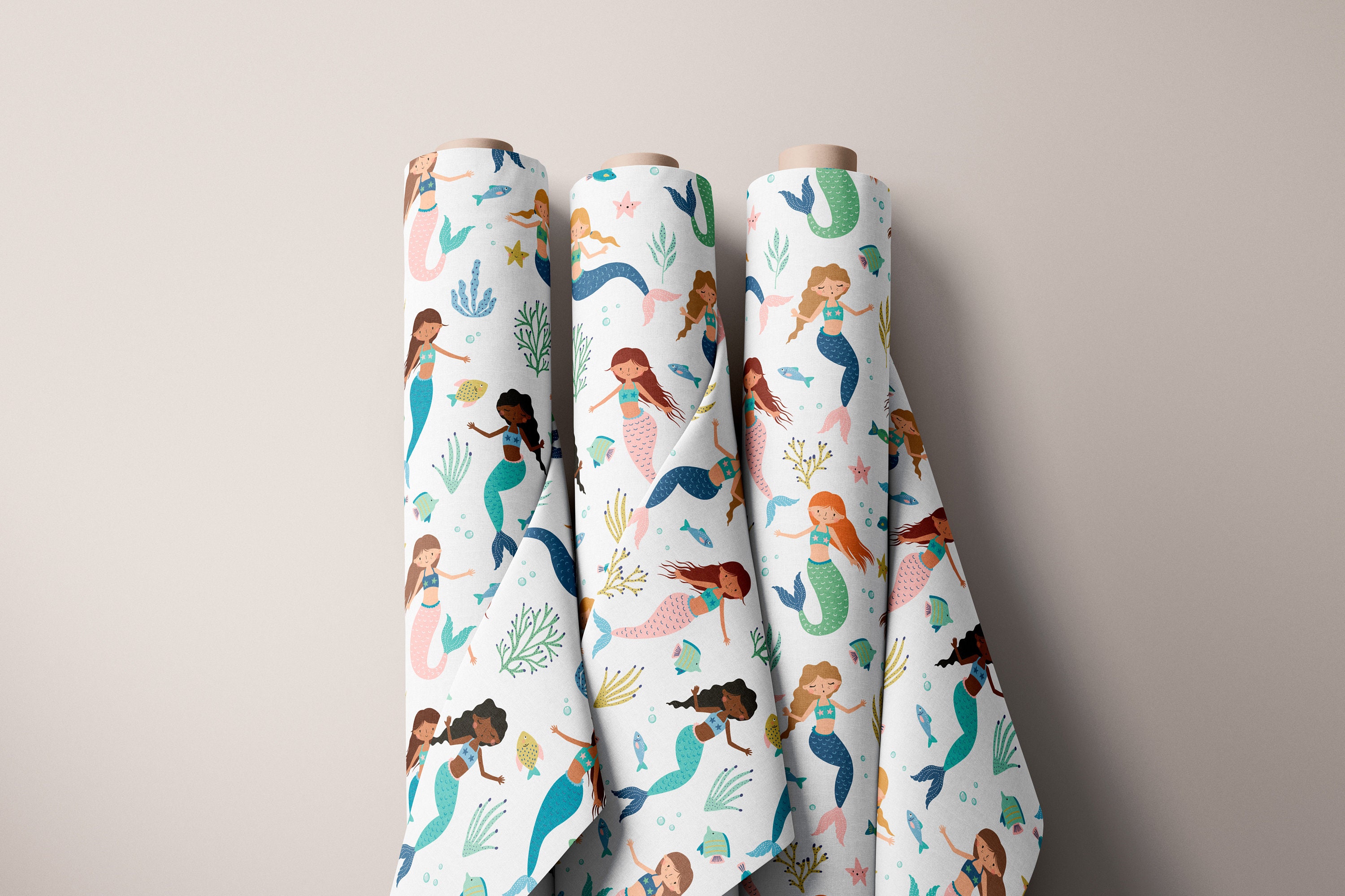 Mermaid Seamless Repeat Mermaid Repeat Pattern Mermaid Fabric Pattern ...