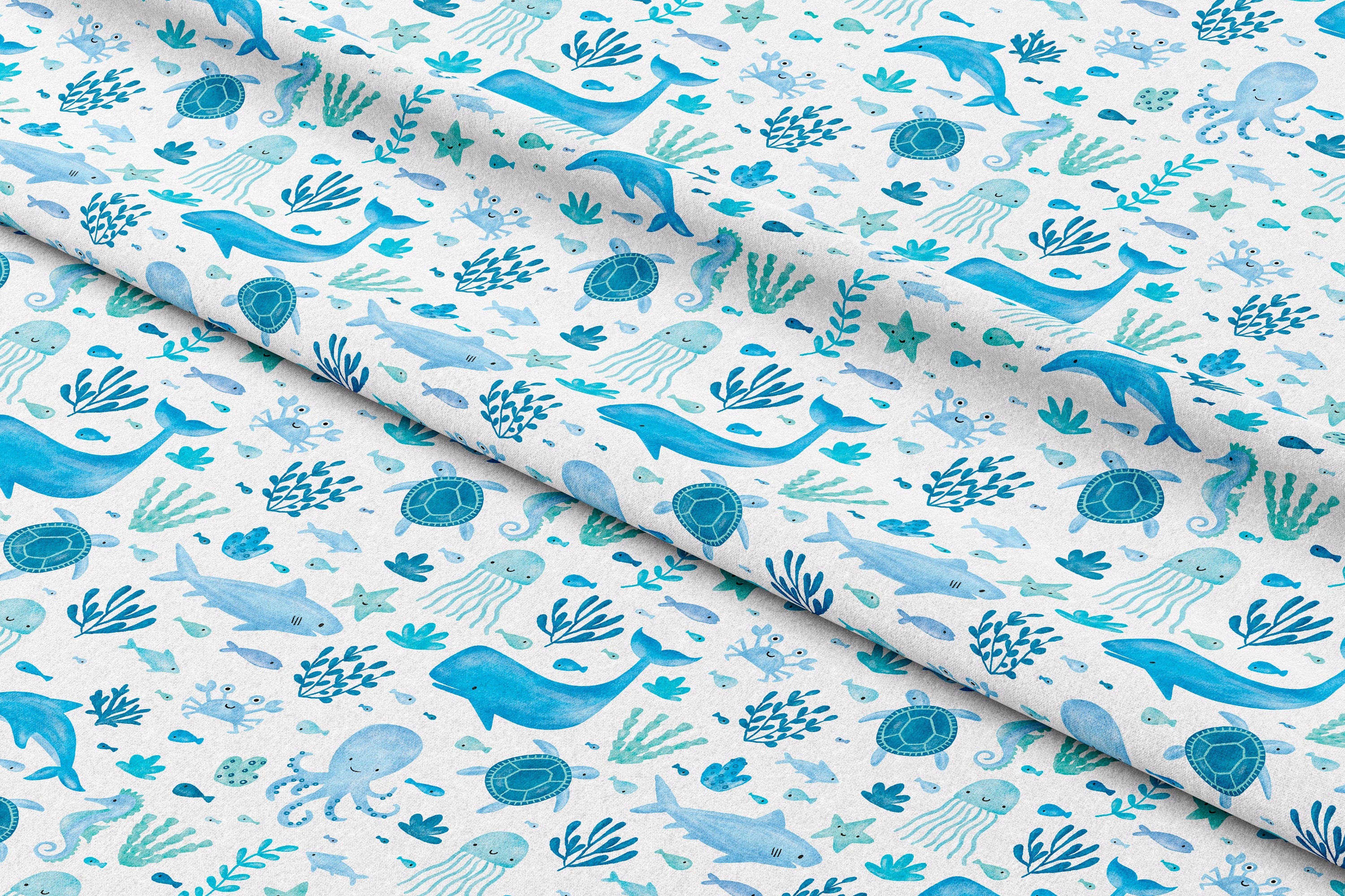 Ocean Animals Seamless Pattern, Sea Life Repeat Pattern, Under the Sea ...