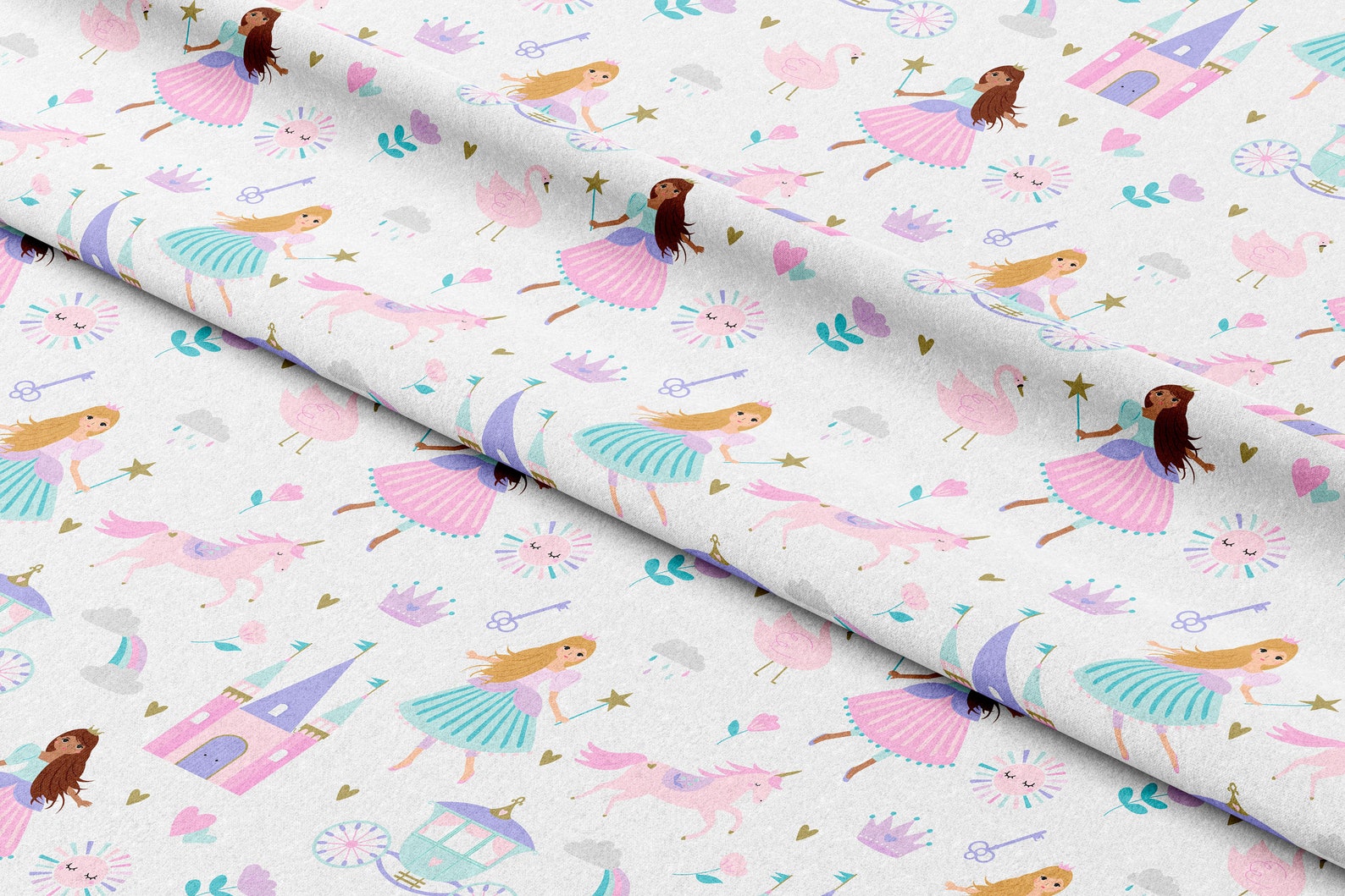 Princess Seamless Repeat Princess Repeat Pattern Princess Fabric ...