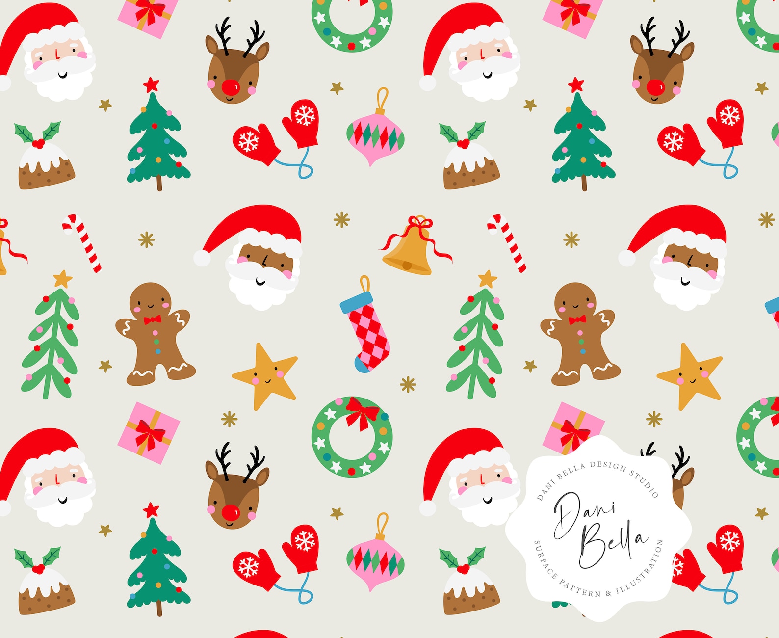 Santa Christmas Seamless Digital Pattern, Christmas Seamless Repeat ...