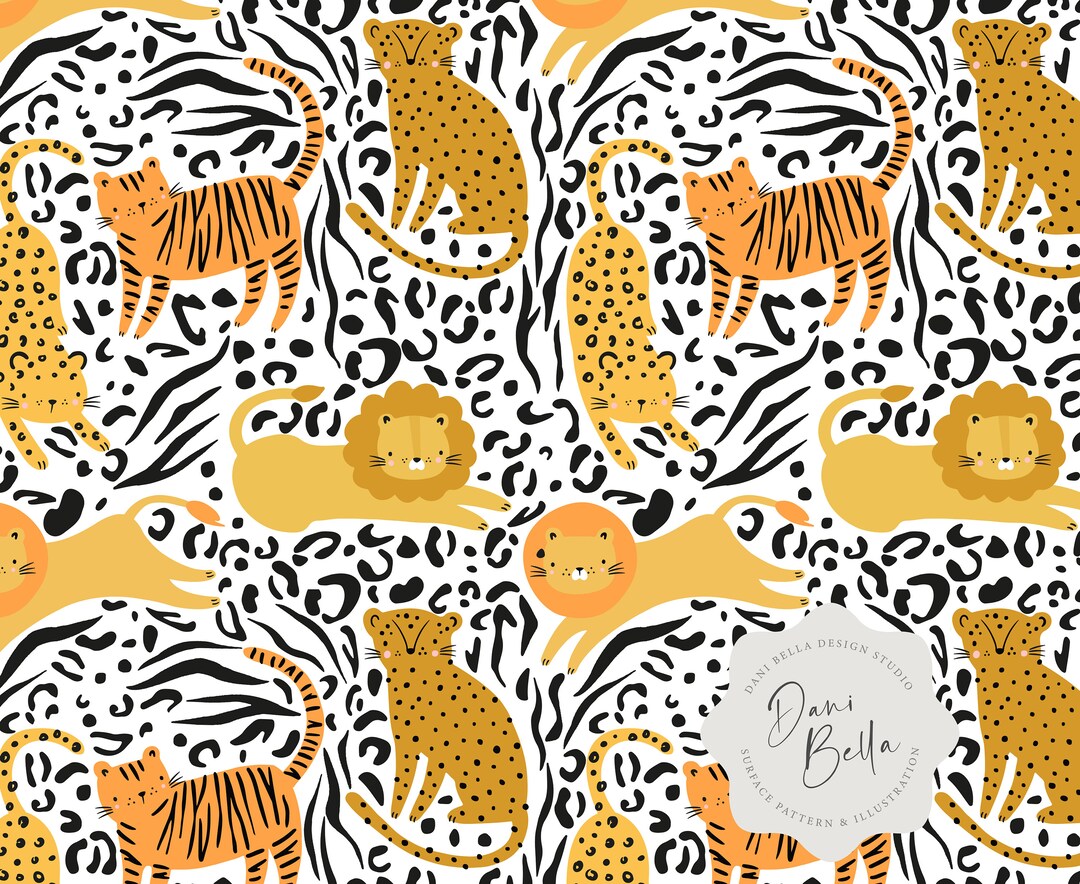 Wild Cat Seamless Repeat Animal Skin Repeat Pattern Tiger Fabric ...