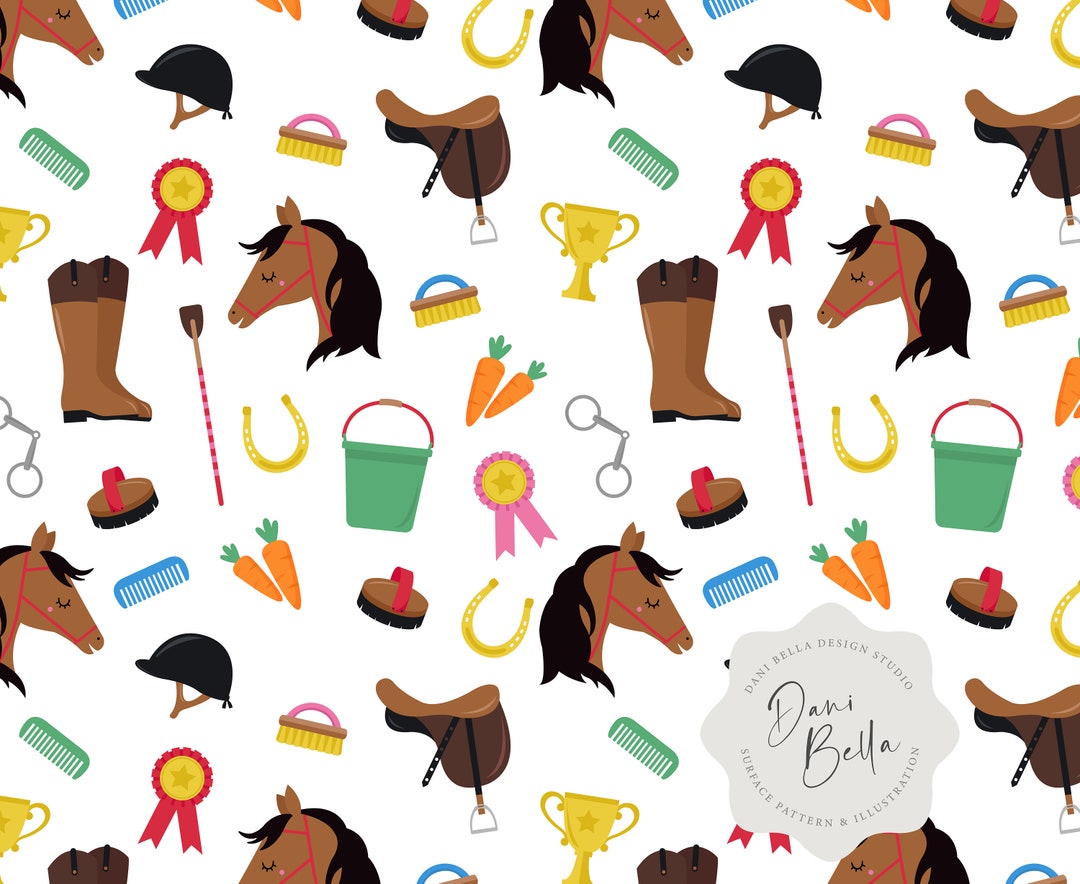 Horse Seamless Repeat, Riding Repeat Pattern, Equestrian Fabric Pattern ...