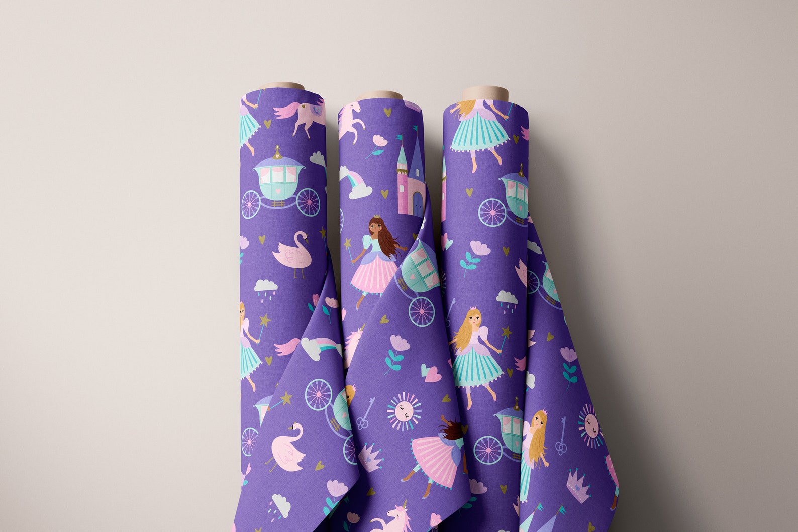 Princess Seamless Repeat Princess Repeat Pattern Princess Fabric ...