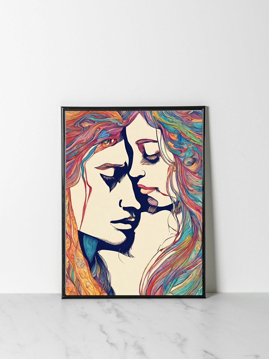 Vibrant Love Themed Pop Art Twins Poster, Colorful and Eye-catching ...