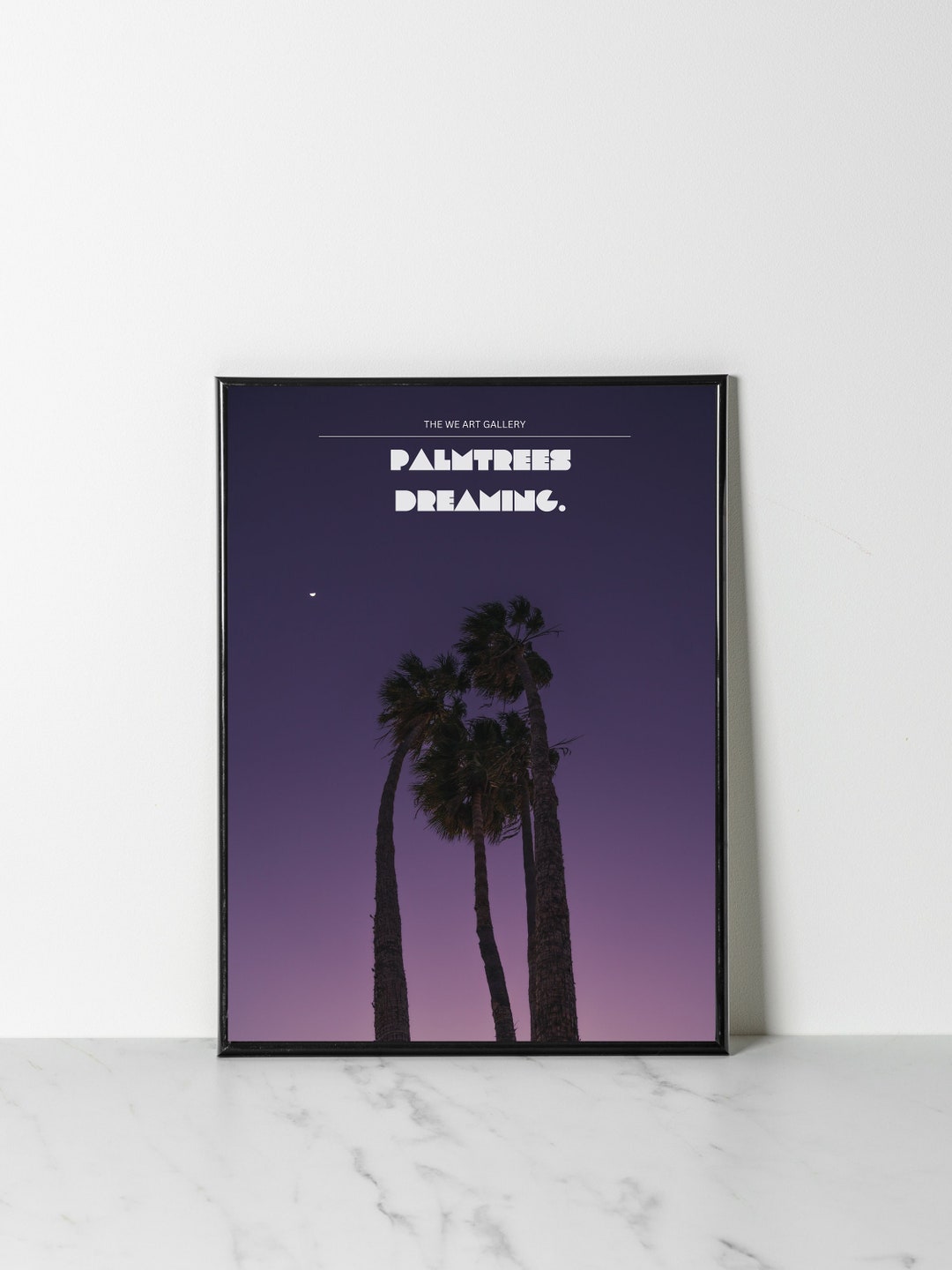 Printed Poster Palm-trees Dreaming: Purple Sky Printed Posters Ethereal ...