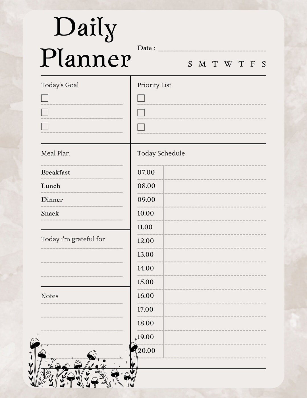 Daily Planner Cottage Core Digital Download - Etsy