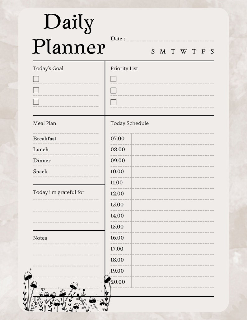 Daily Planner Cottage Core Digital Download - Etsy