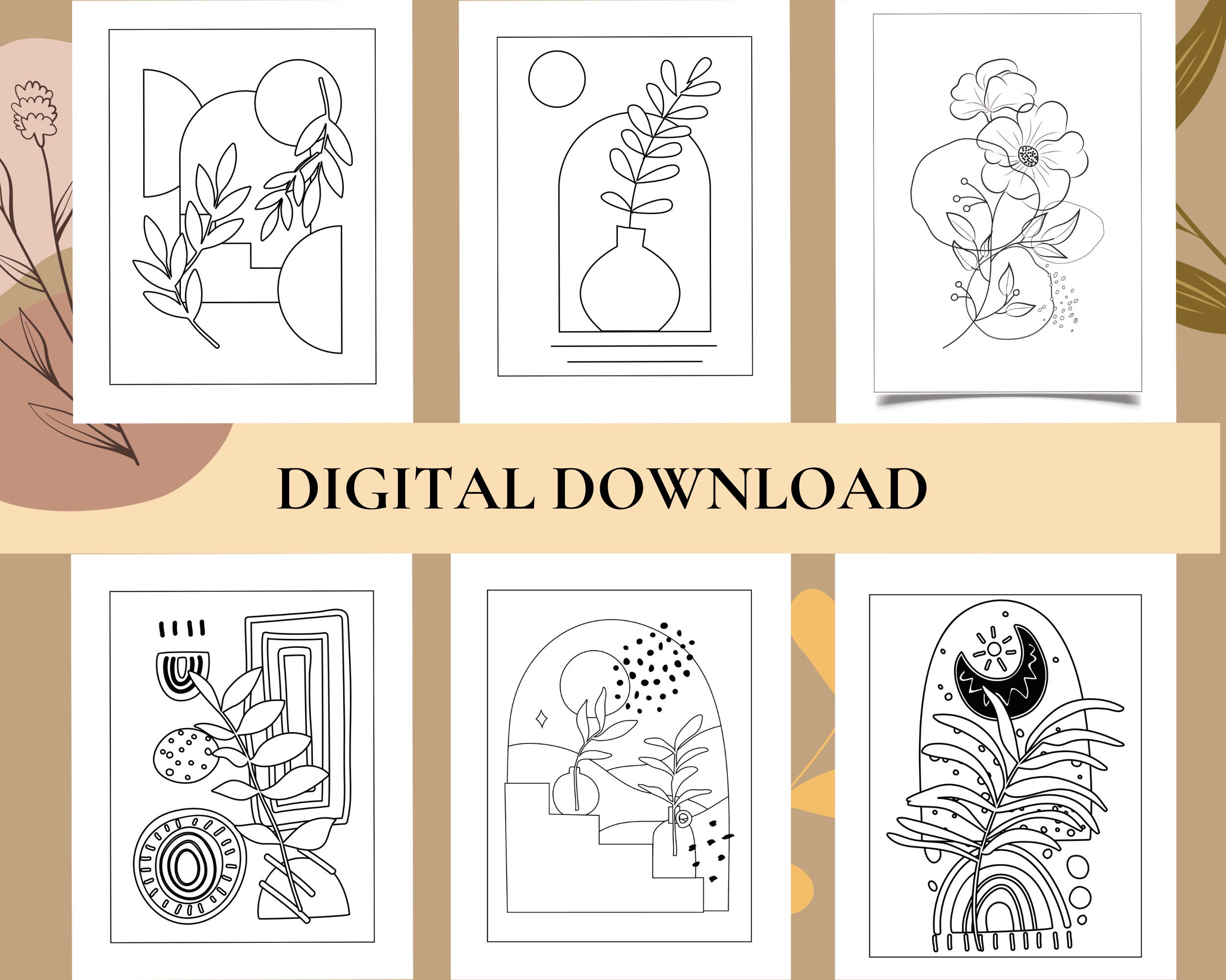 Minimalist Boho Coloring Pages Printable Coloring Book Minimalist ...