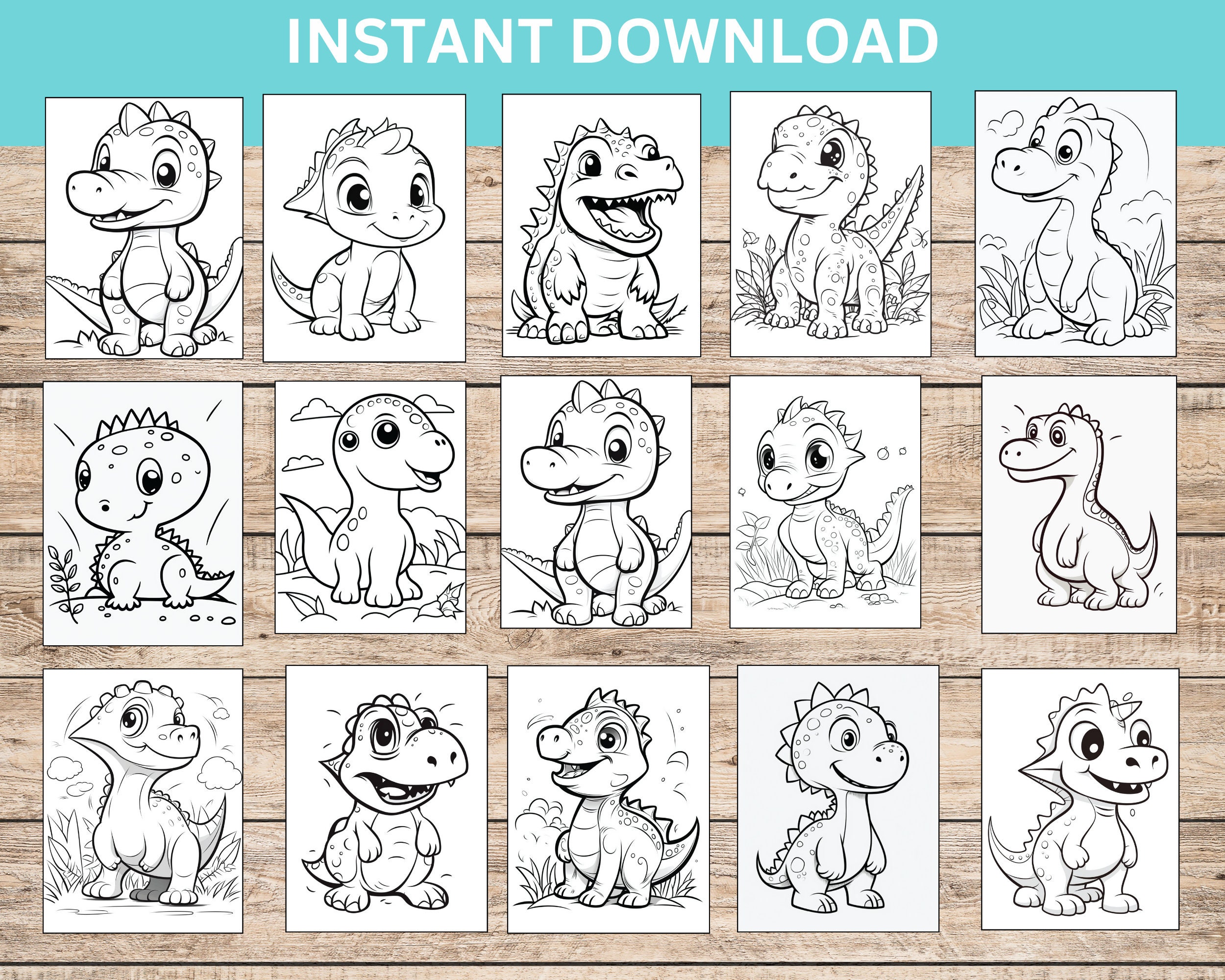Easy Dinosaur Coloring Pages for Kids Toddlers Preschoolers Toddlers ...