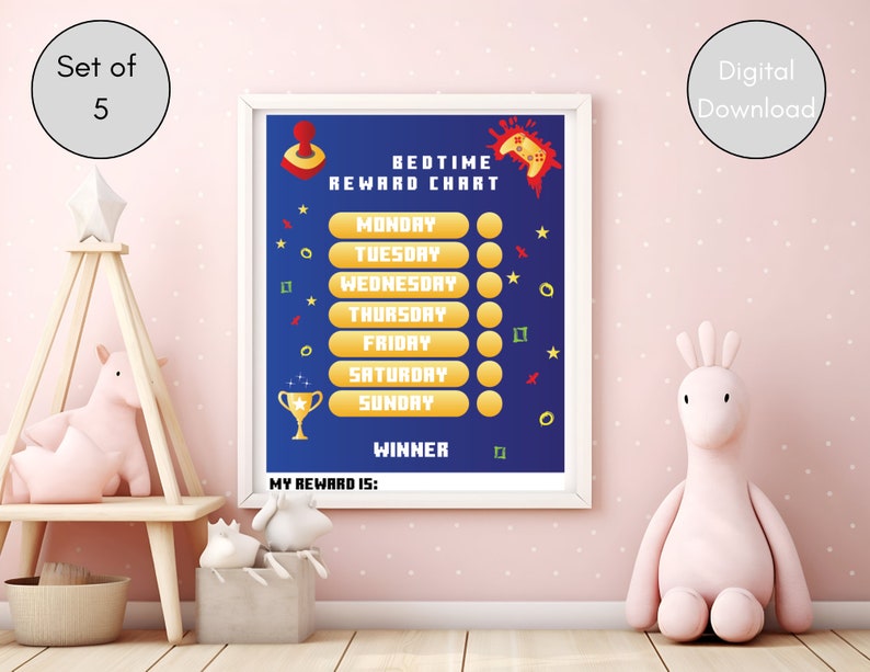 Video Game Themed Reward Chart Bundle 5 Digital Printable Reward Charts ...