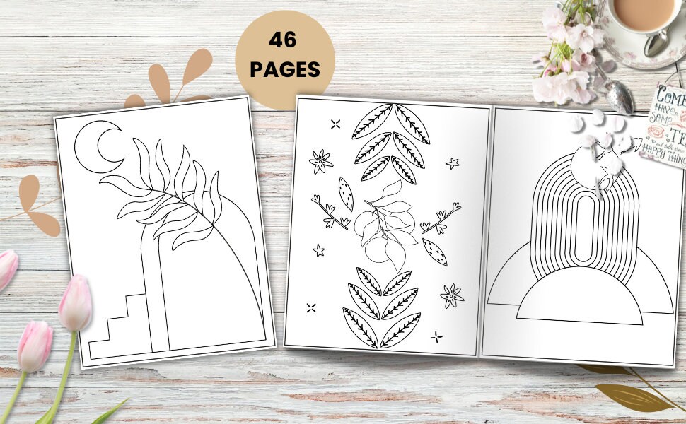 Boho Coloring Pages Printable Coloring Book Minimalist Coloring Pages ...